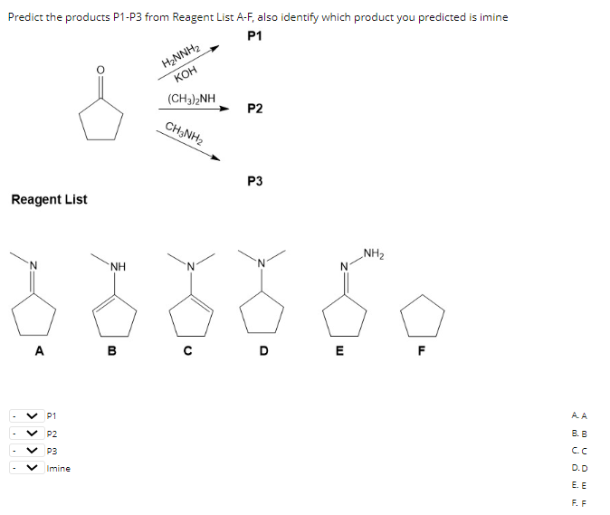 Solved Predict the products P1-P3 ﻿from Reagent List A-F, | Chegg.com