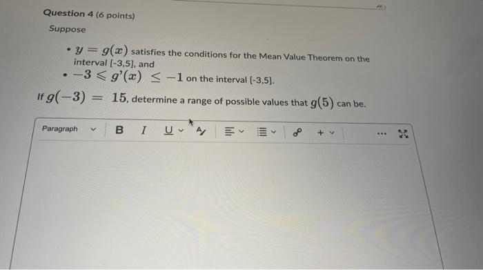 Solved Question 4 (6 points) Suppose - y=g(x) satisfies the | Chegg.com