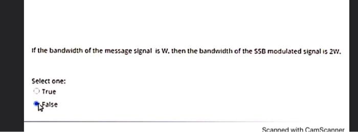 Solved If the bandwidth of the message signal is W. then the | Chegg.com