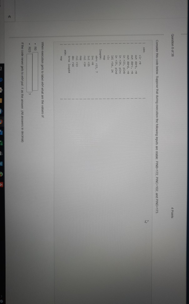 Solved Question 8 of 38 4 Points Consider this code below. | Chegg.com