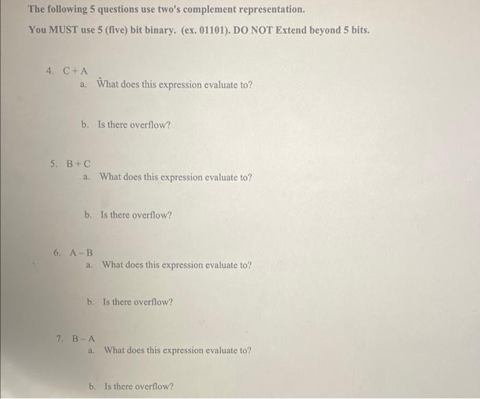 Solved The following 5 questions use two's complement | Chegg.com