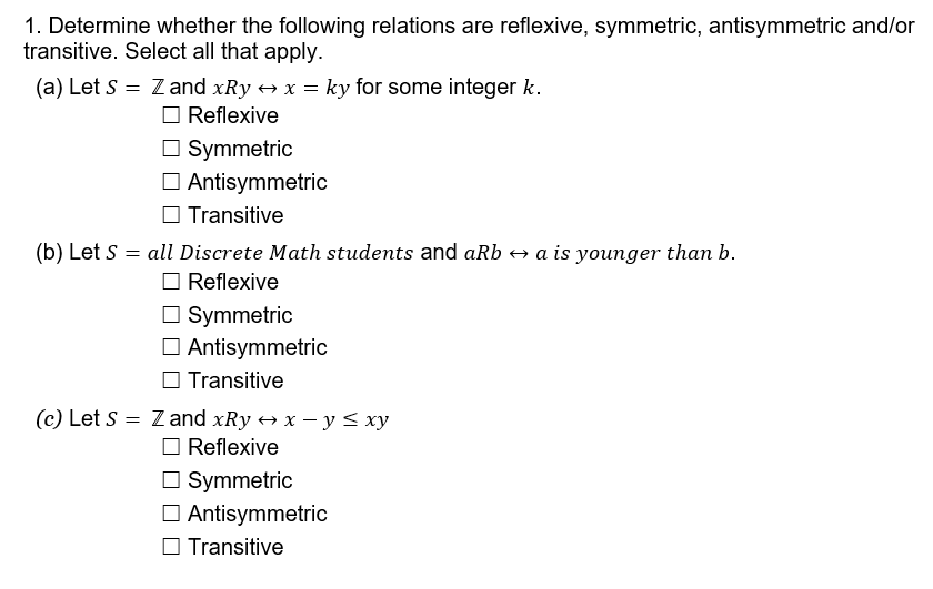 Solved Determine whether the following relations are | Chegg.com