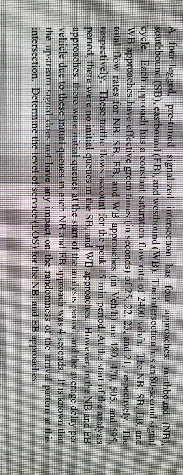 Solved A four-legged, pre-timed signalized intersection has | Chegg.com