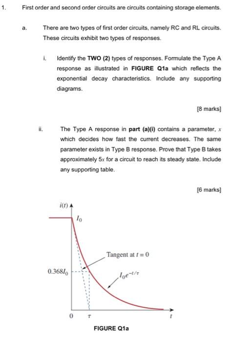 Solved 1. First order and second order circuits are circuits | Chegg.com