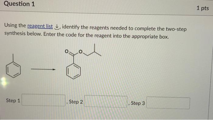 Using the reagent list, identify the reagents needed | Chegg.com