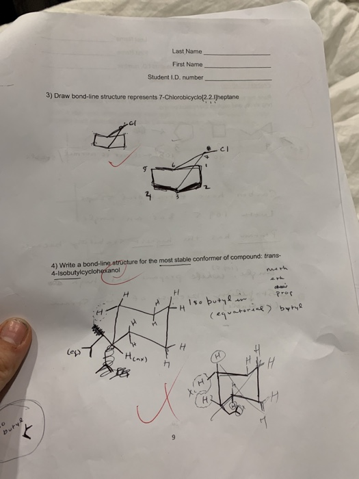 Solved Last Name First Name Student ID number 3) Draw | Chegg.com