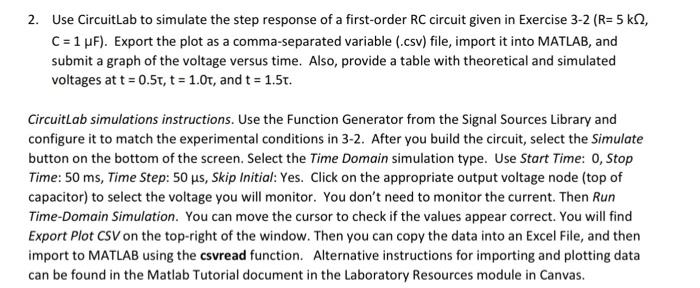 2. Use CircuitLab to simulate the step response of a | Chegg.com
