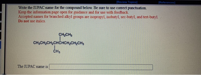 Solved [Review Topics (References) Write the IUPAC name for | Chegg.com