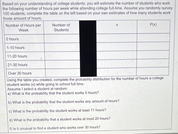 Solved Based on your understanding of college students, you | Chegg.com