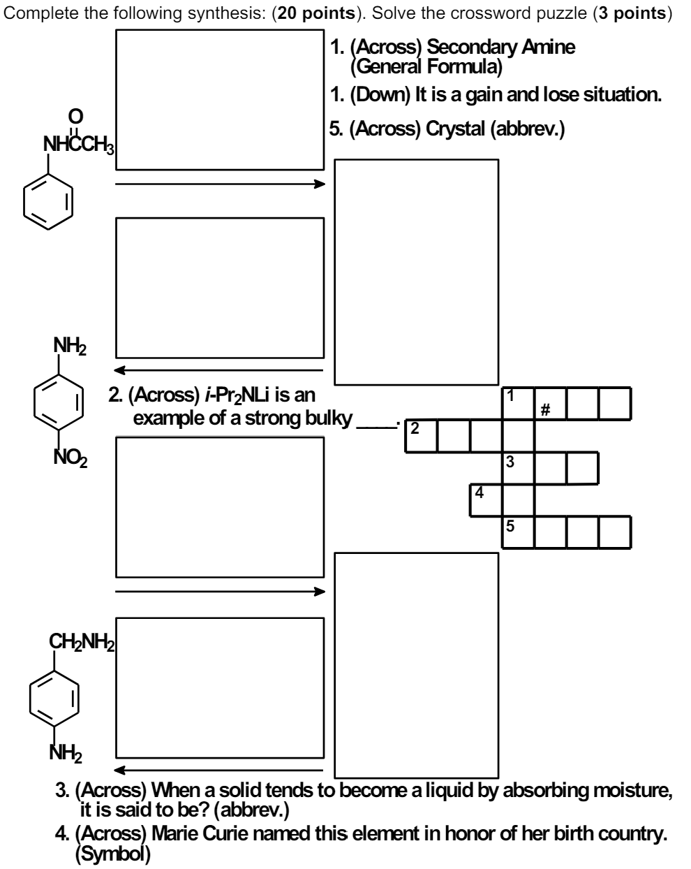 Solved Complete the following synthesis. Solve the crossword | Chegg.com