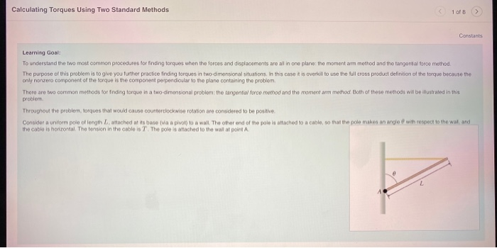 Solved Calculating Torques Using Two Standard Methods Part 1