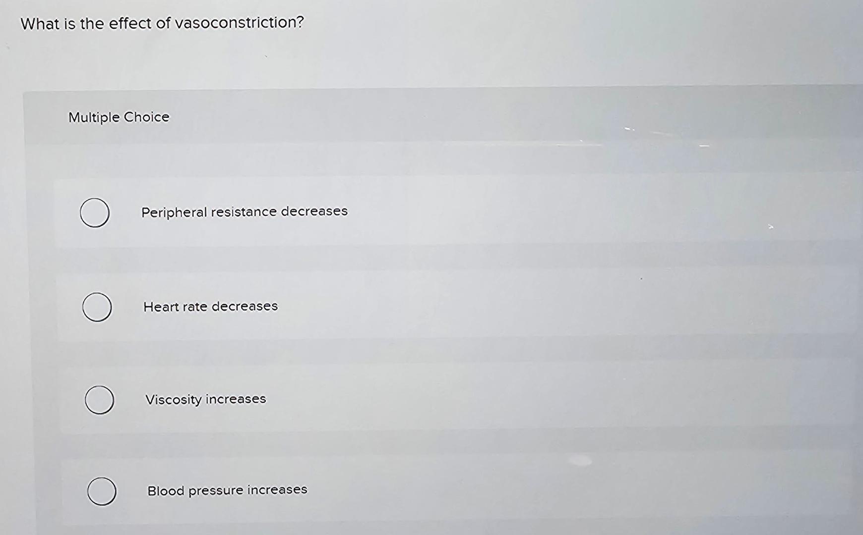 Solved What is the effect of vasoconstriction?Multiple | Chegg.com
