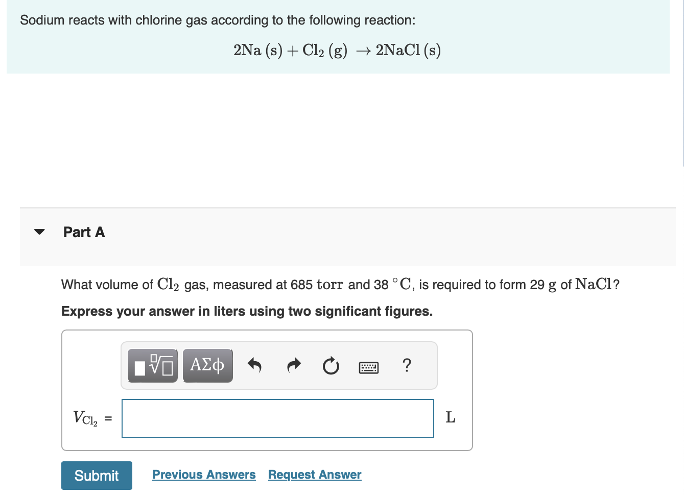 Solved Sodium reacts with chlorine gas according to the | Chegg.com