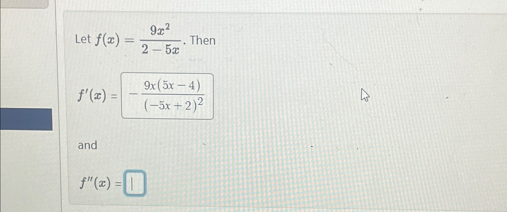 Solved Let f(x)=9x22-5x. | Chegg.com