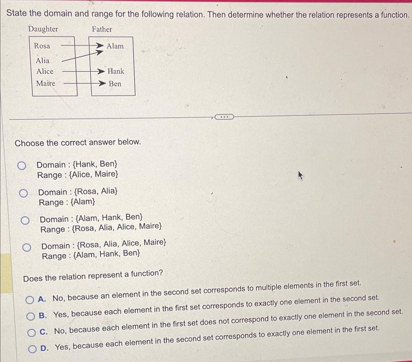 Solved State the domain and range for the following | Chegg.com