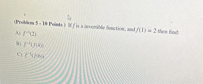 Solved (Problem 5 - 10 Points) If f is a invertible | Chegg.com
