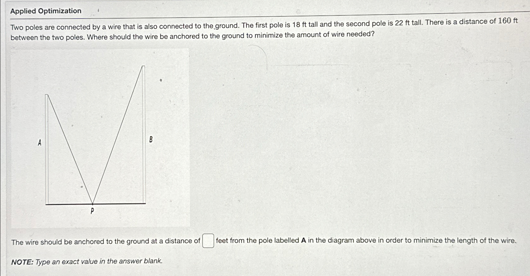 Solved Applied OptimizationTwo poles are connected by a wire | Chegg.com