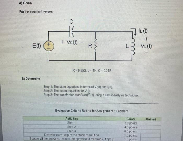 Solved A) Given For the electrical system: | Chegg.com