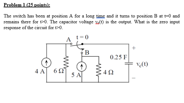 Solved Problem 1 ( 25 ﻿points):The switch has been at | Chegg.com