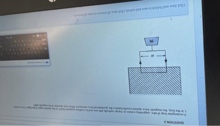 Solved QUESTION 2 A rectangular loop of wire, supporting a | Chegg.com