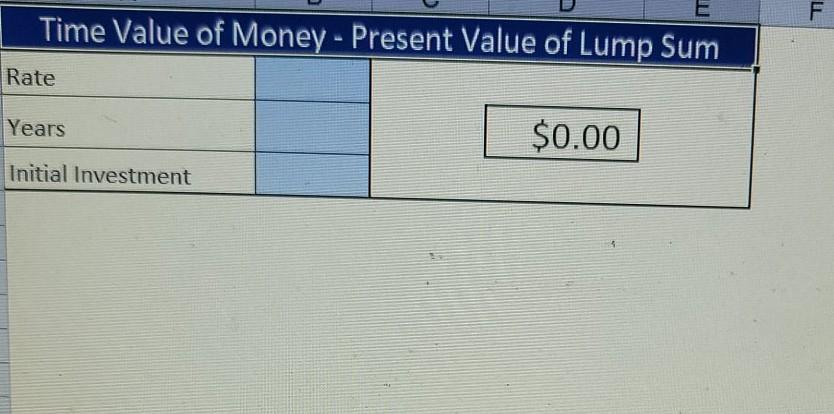 E F Time Value of Money - Present Value of Lump Sum | Chegg.com