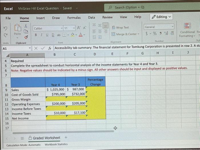 Solved 5 Complete the spreadsheet to conduct horizontal | Chegg.com
