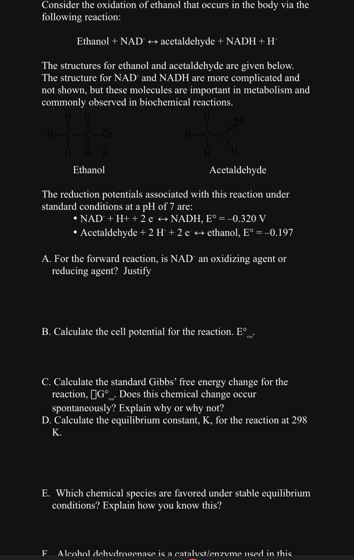 Solved Consider the oxidation of ethanol that occurs in the | Chegg.com