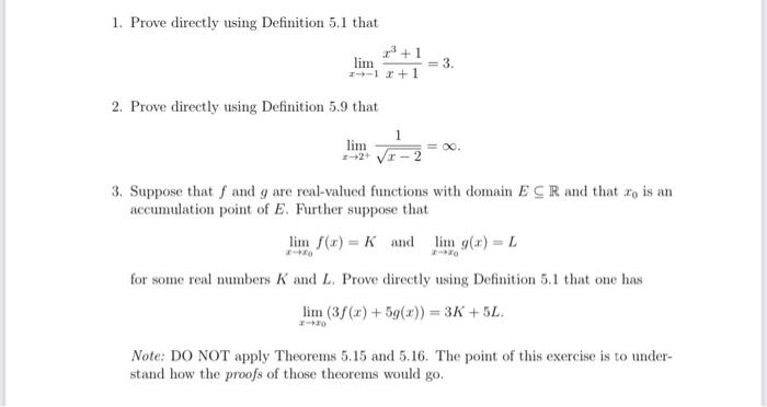 Solved 1. Prove directly using Definition 5.1 that | Chegg.com