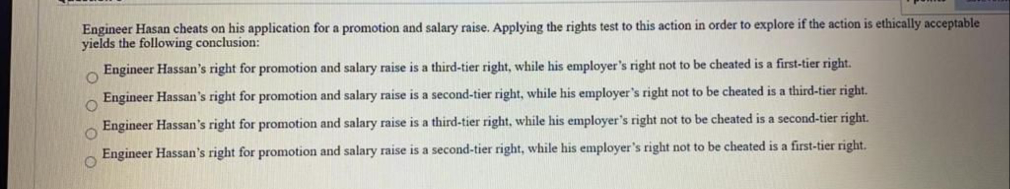 Solved Engineer Hasan cheats on his application for a | Chegg.com