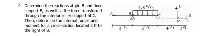 Solved 4. Determine the reactions at pin B and fixed support | Chegg.com