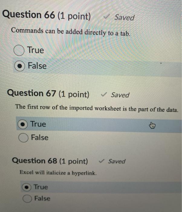 Solved Question 66 (1 point) Saved Commands can be added | Chegg.com