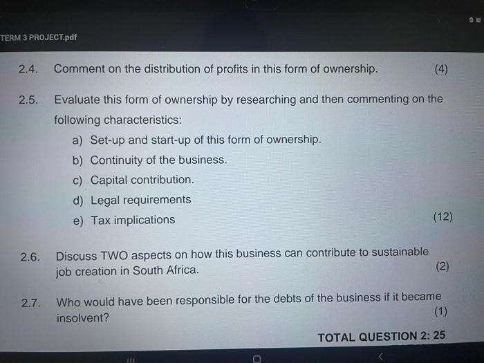 Solved 2.4. Comment on the distribution of profits in this | Chegg.com