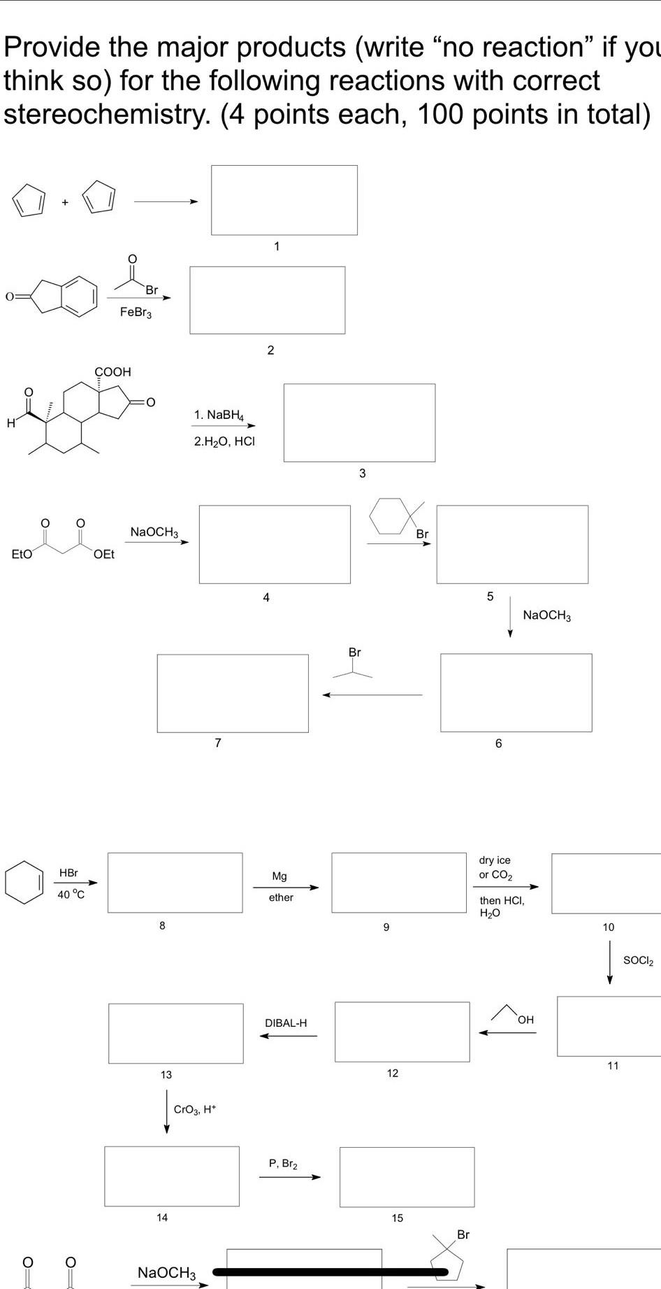 Solved Provide the major products (write "no reaction" if yo | Chegg.com