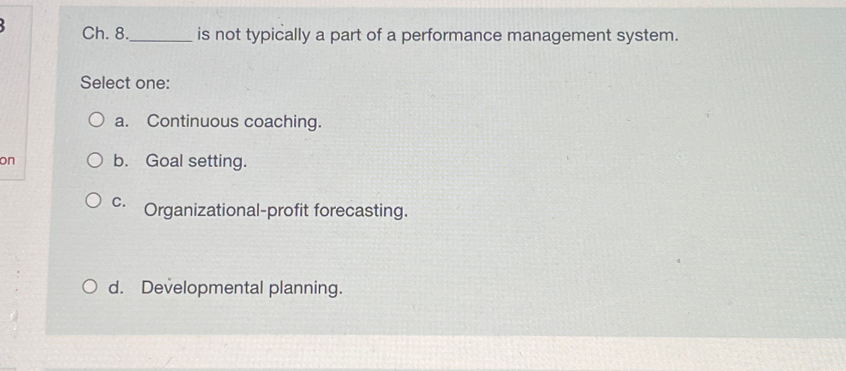 Solved Ch. 8 . ﻿is not typically a part of a performance | Chegg.com