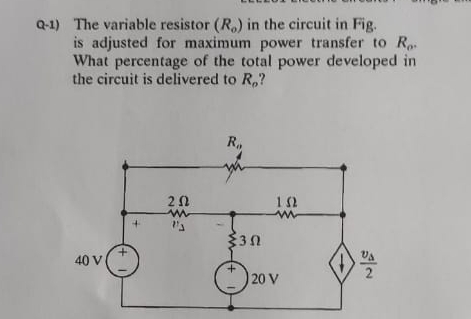 Solved Q-1) ﻿The variable resistor ( Ro ) ﻿in the circuit in | Chegg.com