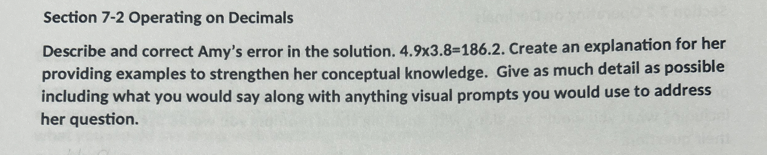Solved Section 7-2 ﻿Operating on DecimalsDescribe and | Chegg.com