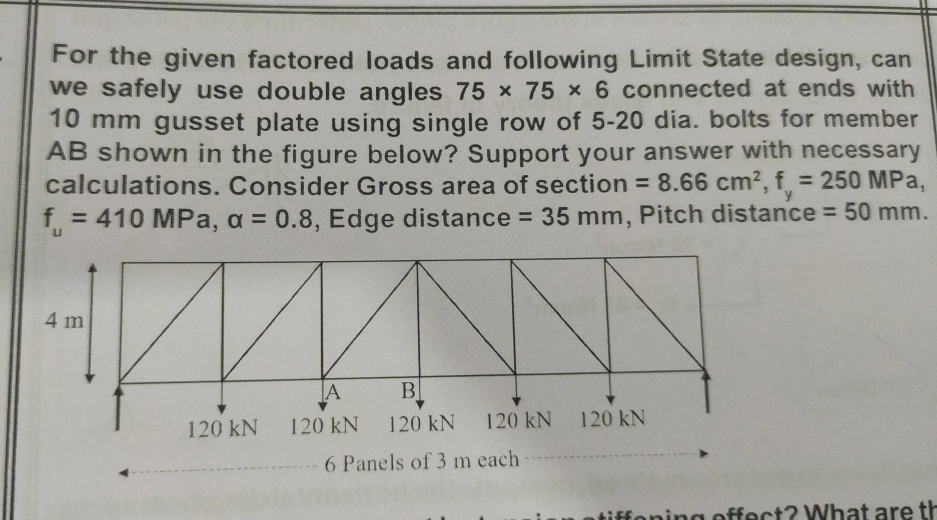 Solved For the given factored loads and following Limit | Chegg.com