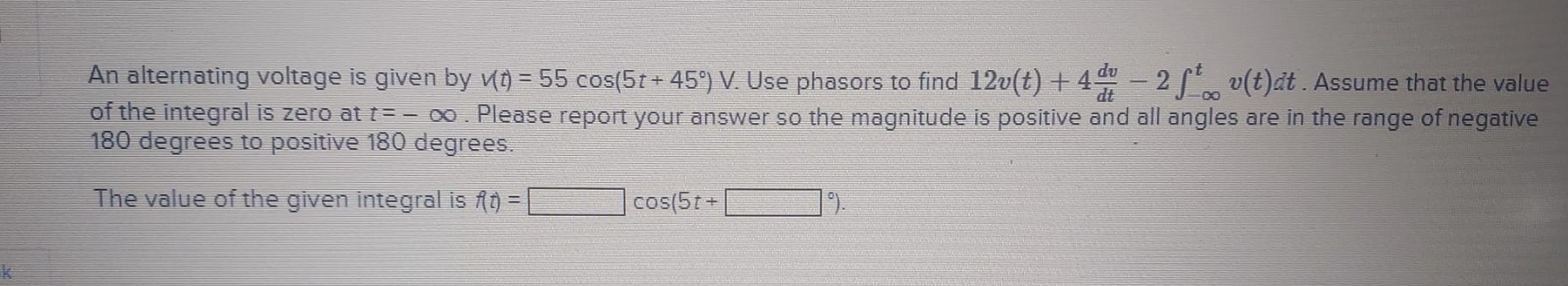 Solved An alternating voltage is given by | Chegg.com
