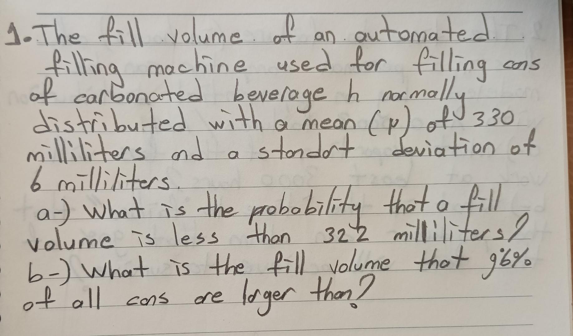 Solved The fill volume of an automated filling machine used | Chegg.com