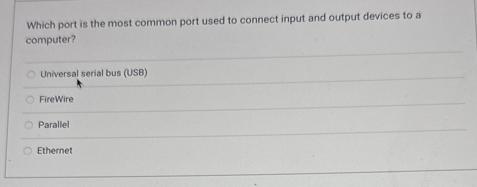 Solved Which port is the most common port used to connect | Chegg.com