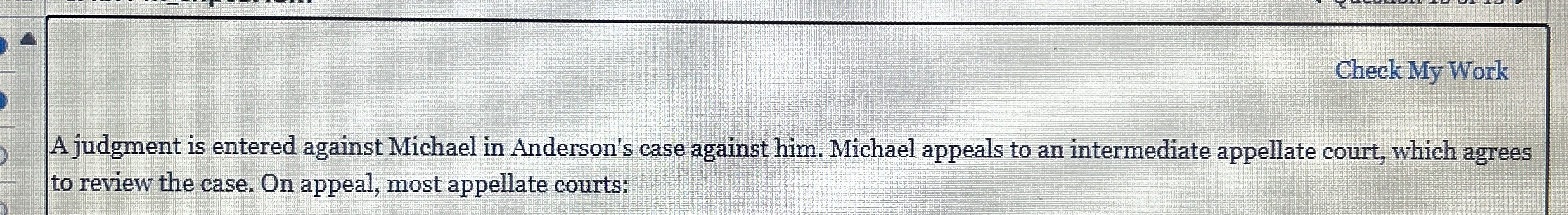 Solved Check My WorkA judgment is entered against Michael in | Chegg.com