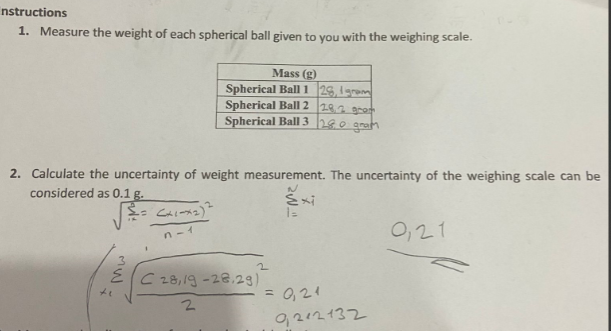 Solved include your the uncertainty calculation for weight | Chegg.com