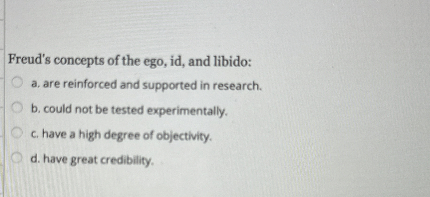 Solved Freud's concepts of the ego, id, ﻿and libido:a. ﻿are | Chegg.com