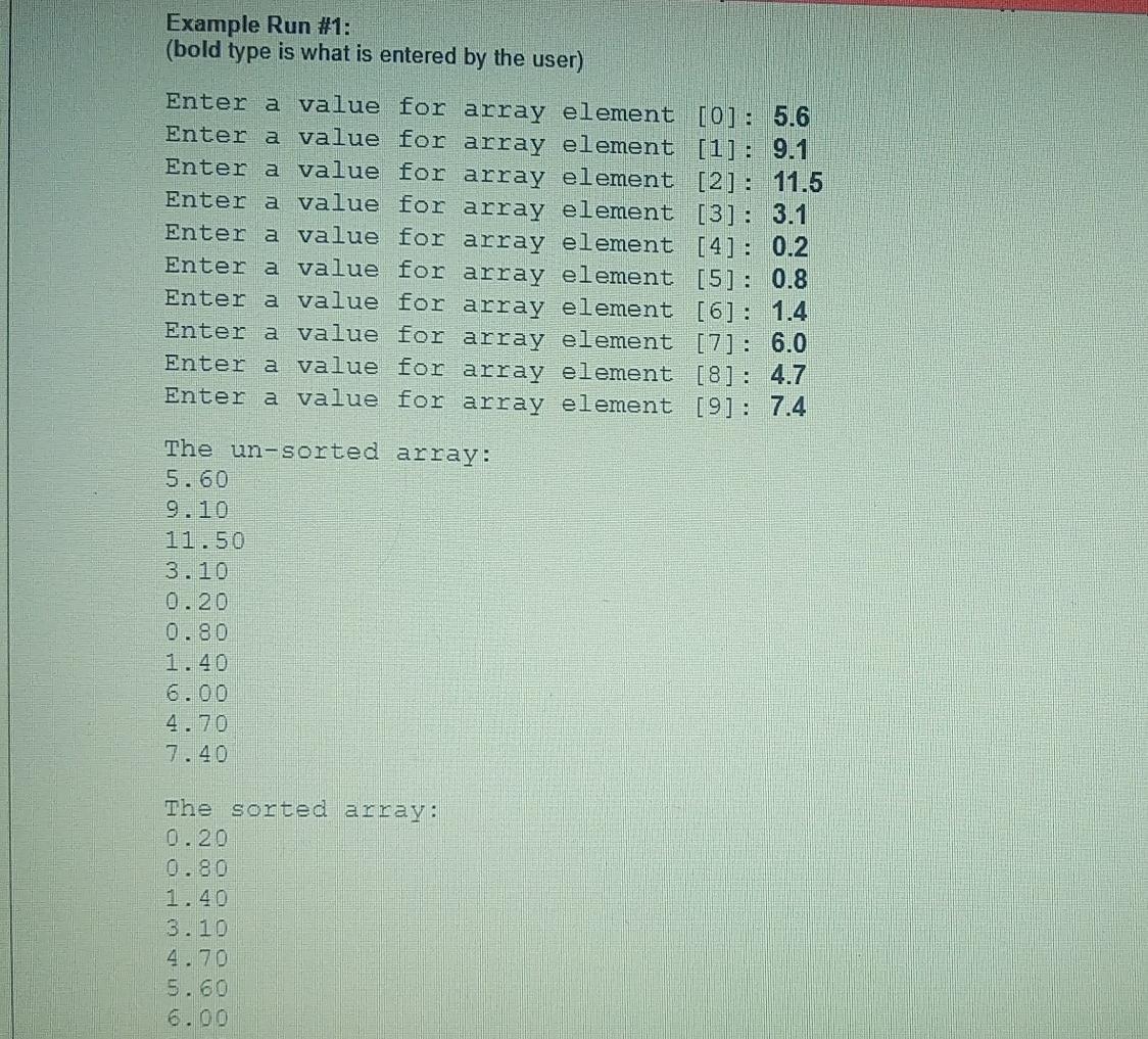Solved Write a program to sort an array in ascending order. | Chegg.com