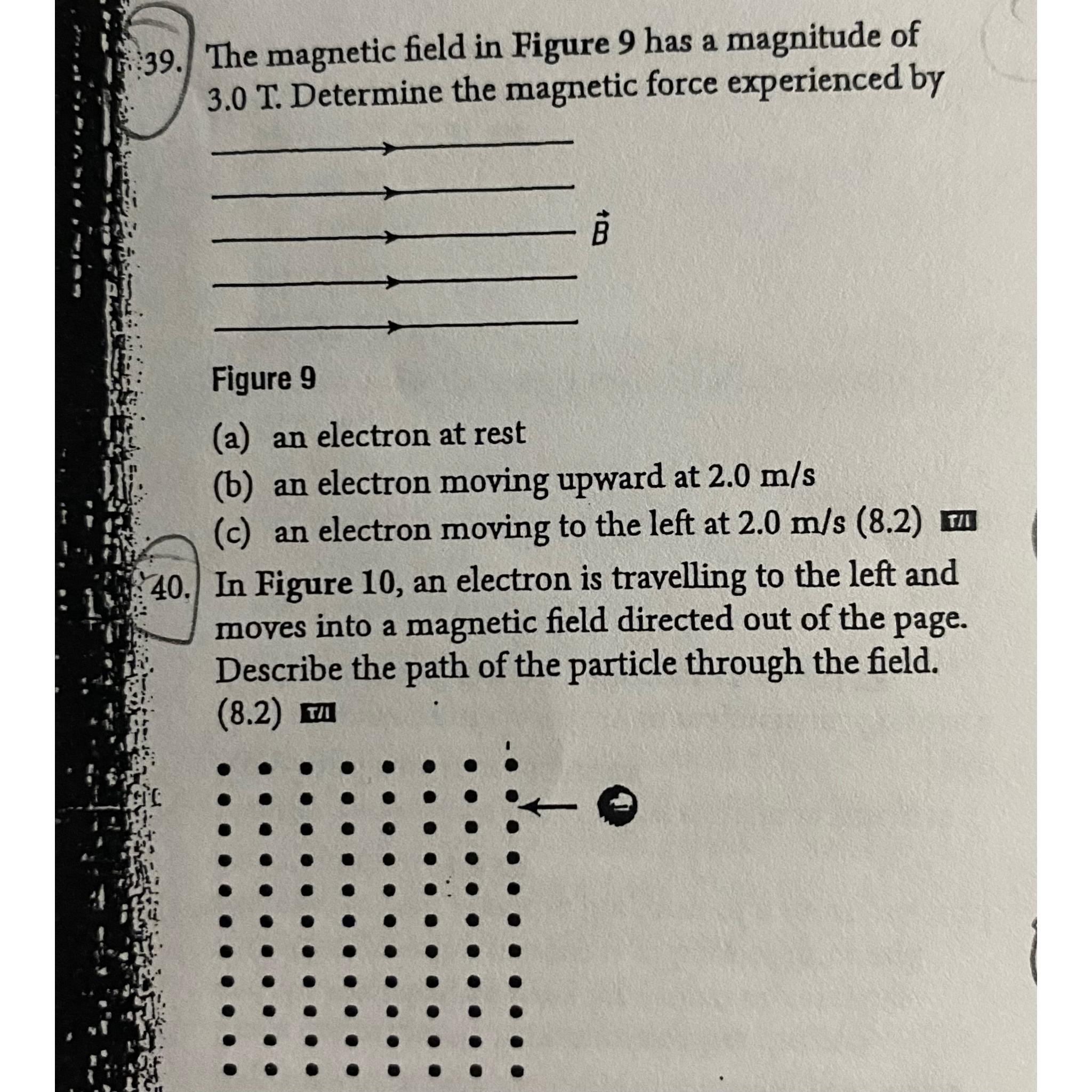 Solved The magnetic field in Figure 9 ﻿has a magnitude of | Chegg.com