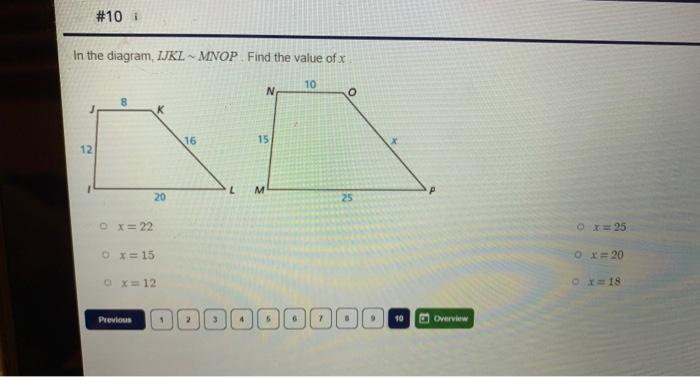 Solved #10 In the diagram, IJKLMNOP Find the value of x 10 N | Chegg.com