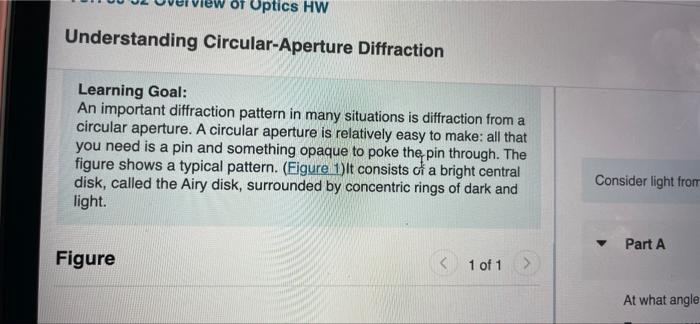 Solved of Optics HW Understanding Circular-Aperture | Chegg.com