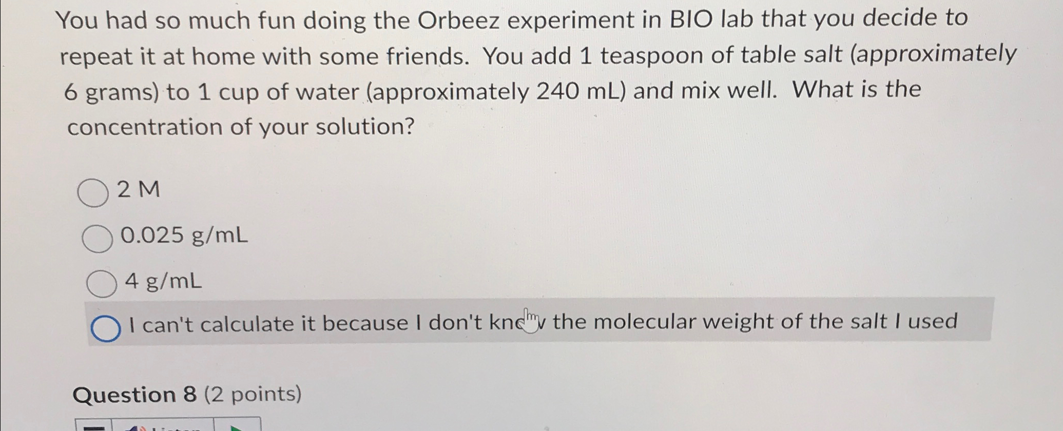 Solved You had so much fun doing the Orbeez experiment in | Chegg.com