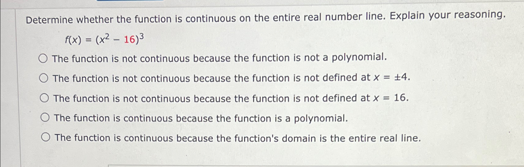 Solved Determine whether the function is continuous on the | Chegg.com