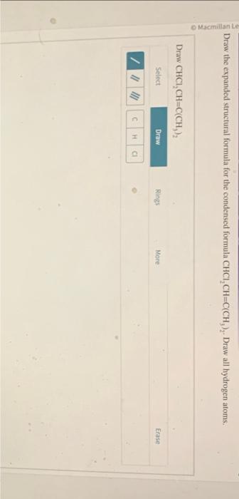 Solved Draw the expanded structural formula for the | Chegg.com